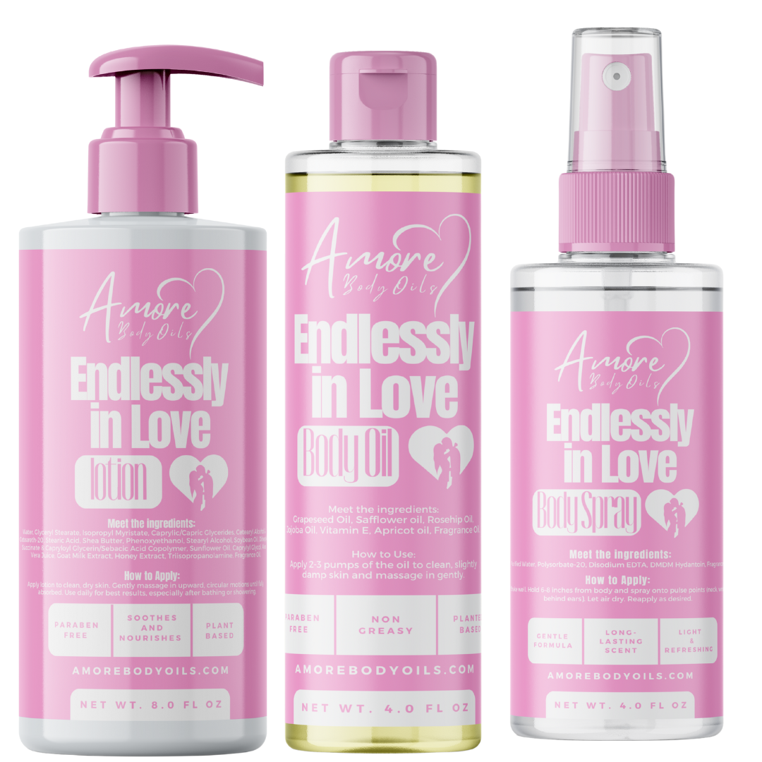 Endlessly in Love - Body Oil + Lotion + Body Spray Bundle – Amore Body Oils