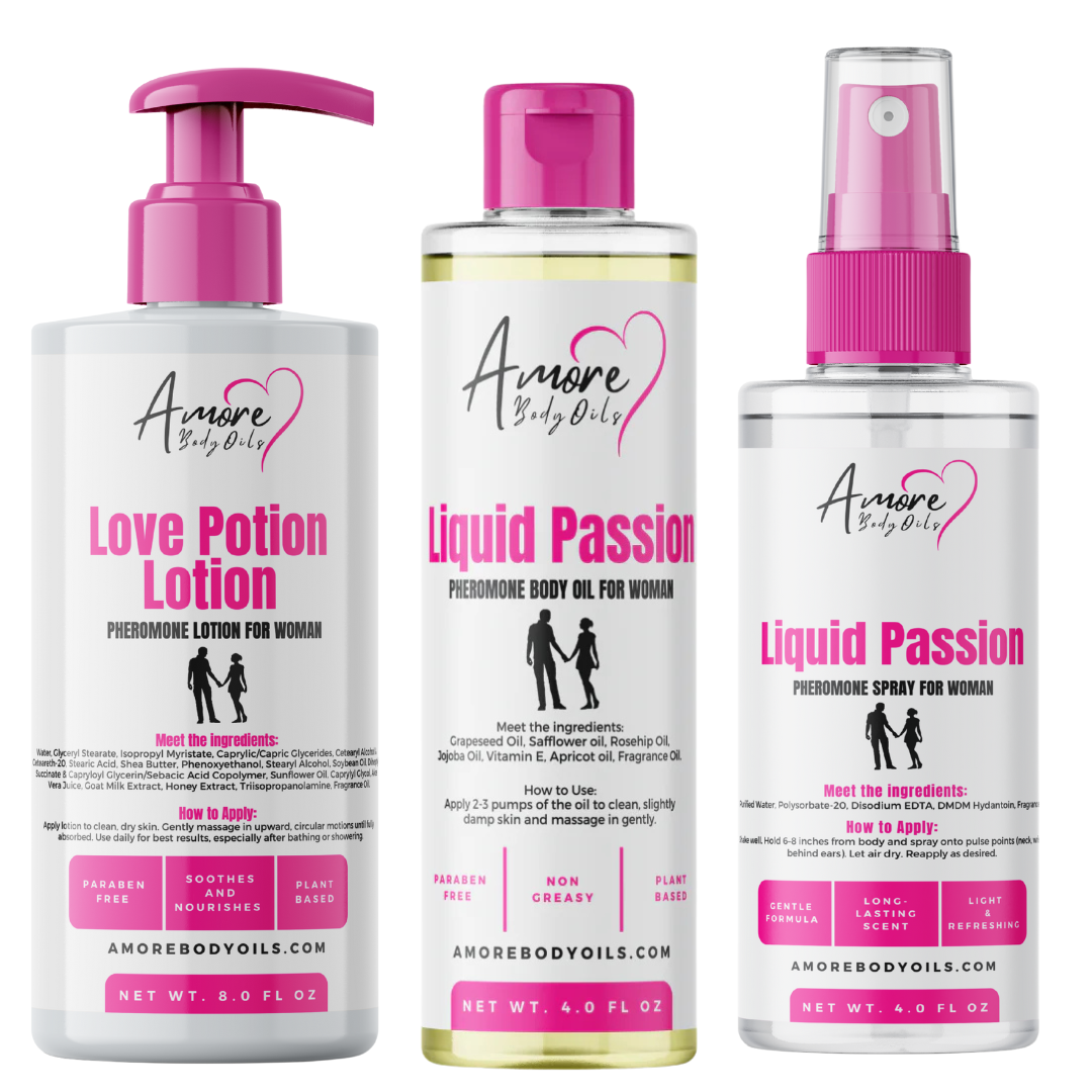 Liquid Passion - Body Oil + Lotion + Body Spray Bundle – Amore Body Oils